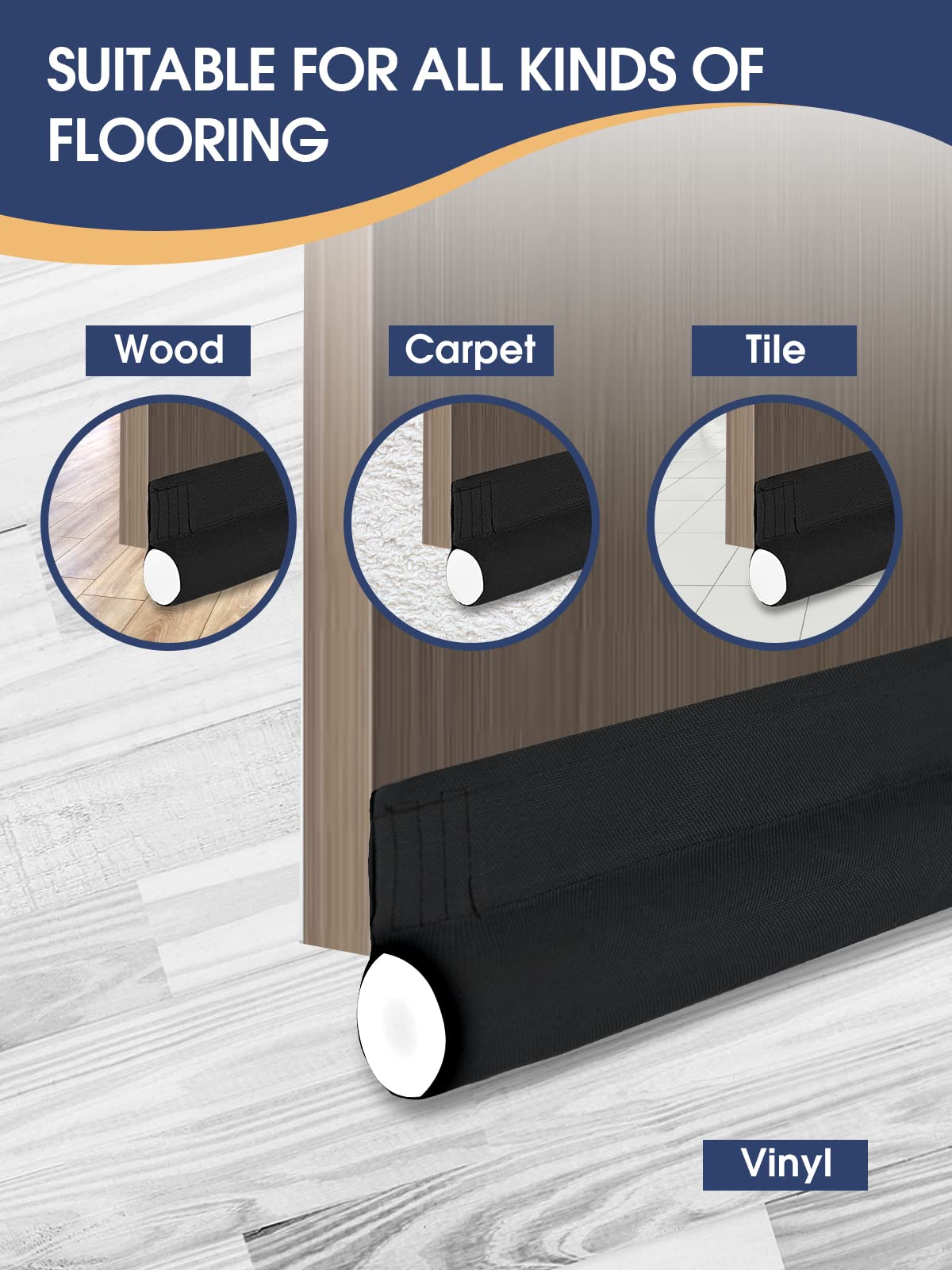 Door Draft Stopper, Draft Stoppers for Bottom of Door, Adjustable Door Sweep Noise Blocker 36inch, Sound Proof for Interior Exterior Doors