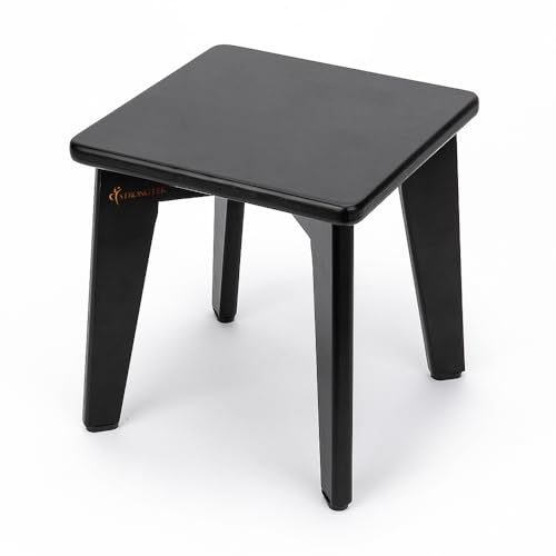 StrongTek Bamboo Step Stool for Kids and Adults, Natural Material, Sturdy and Versatile Short Foot Stool for Bathroom, Kitchen, Bedroom, Compact 10-inch Small Wood Stool, Plant Stand (Black)