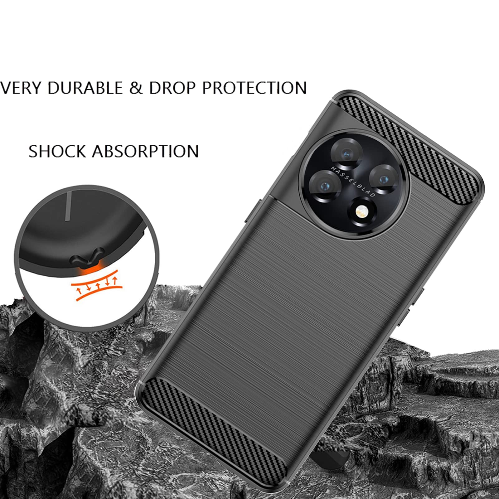 Sucnakp for OnePlus 11 Case OnePlus 11 5G Case with 2* Screen Protector TPU Shock Absorption Technology Raised Bezels Protective for One Plus 11(TPU Black)