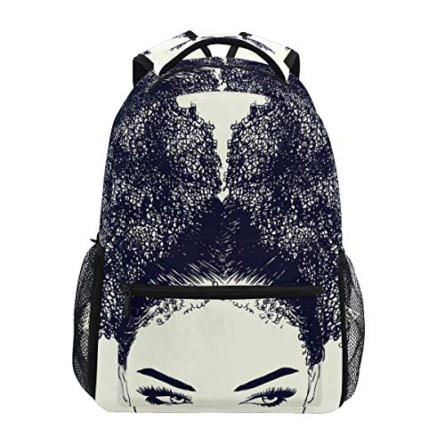 ALAZA African American Woman With Curly Hair Large Backpack Personalized Laptop iPad Tablet Travel School Bag with Multiple Pockets