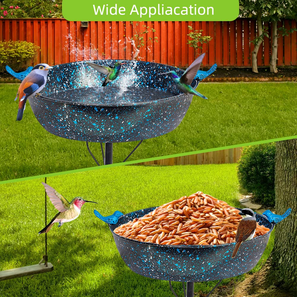 VEWOSTAR Outdoor Garden Bird Bath, Metal Birdbath with Stable Stakes Bird Feeders for Outdoor Yard Lawn Patio (3" Deep*35" Height)