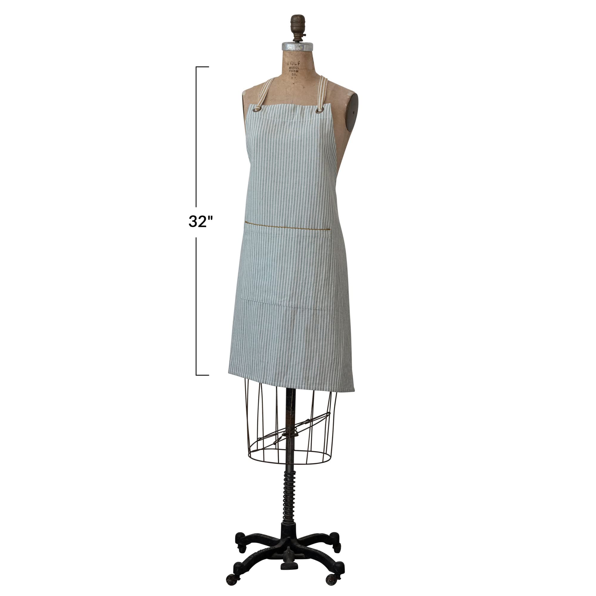 Creative Co-Op Cotton Stripes, Multicolor Apron, One-Size, Ivory