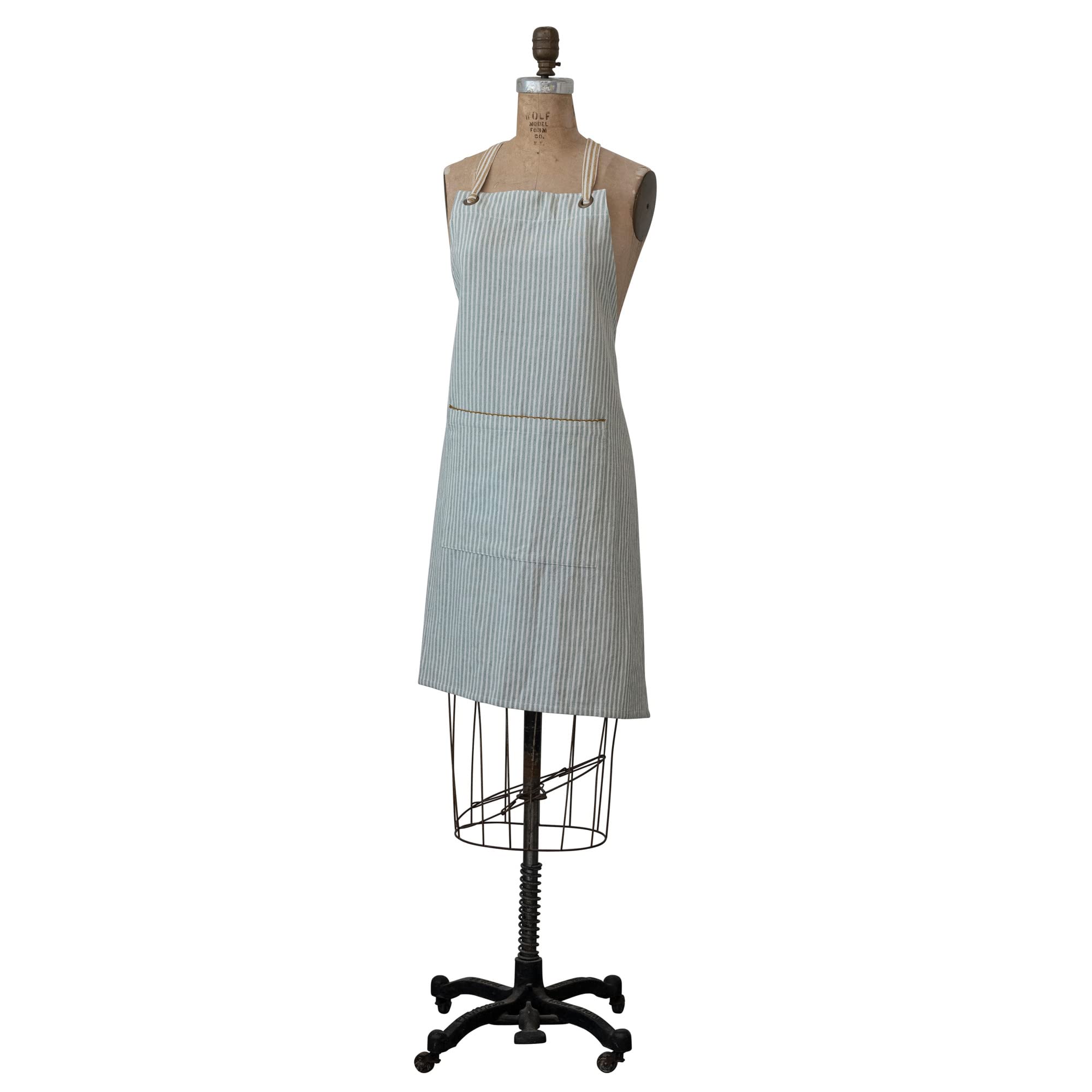 Creative Co-Op Cotton Stripes, Multicolor Apron, One-Size, Ivory