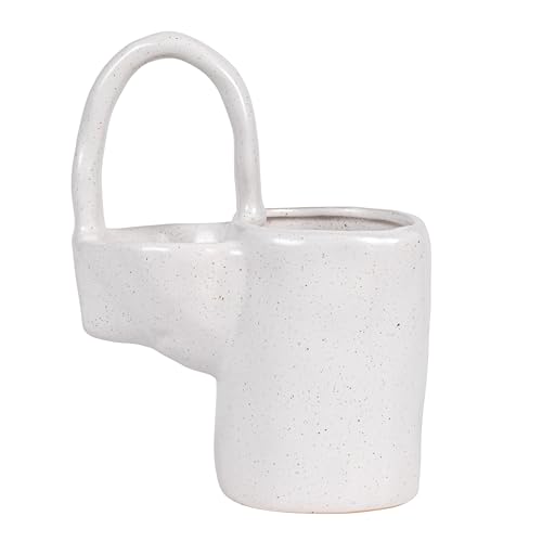 Creative Co-Op Stoneware Dish Brush, White Speckled Finish Sponge Holder