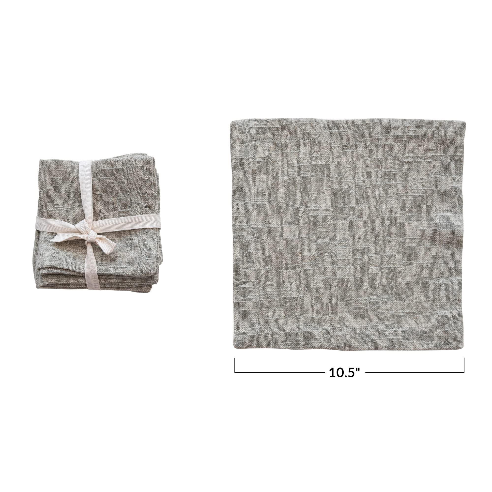 Creative Co-Op Farmhouse Square Linen and Cotton Cocktail Napkins, Set of 4, Sage