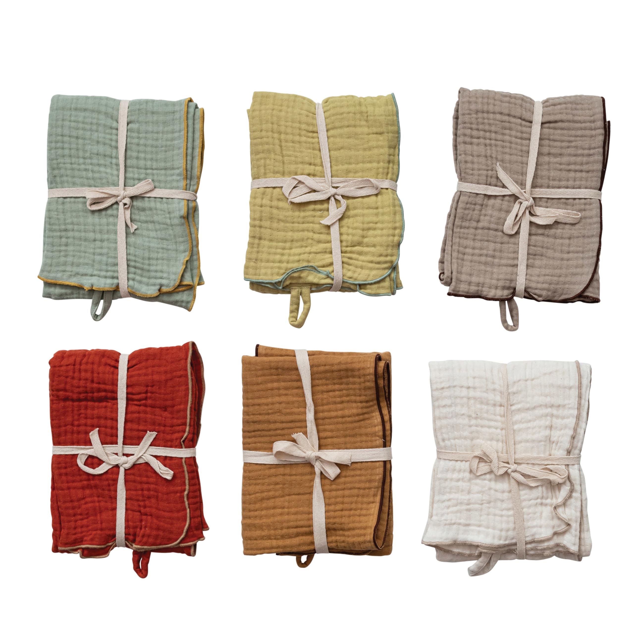Creative Co-Op Woven Cotton Double Cloth Tea Towels, Set of 6 Colors