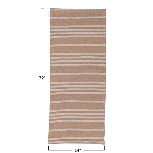 Creative Co-Op Cotton Double Cloth Table Runner with Stripes, Tan and Natural