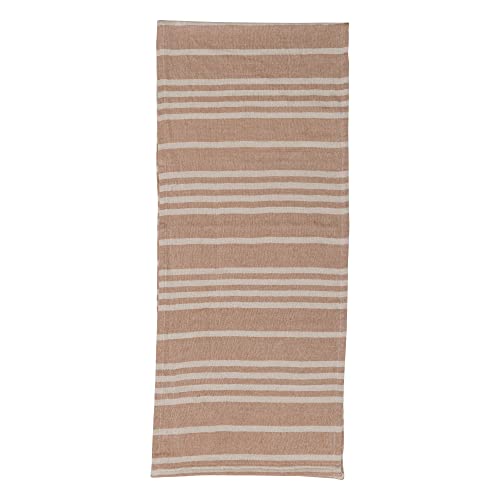 Creative Co-Op Cotton Double Cloth Table Runner with Stripes, Tan and Natural