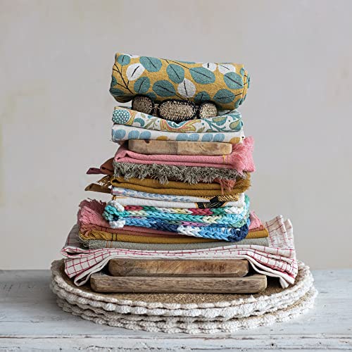 Creative Co-Op Woven Cotton Fringe, Set of 4 Colors Tea Towel, Multi