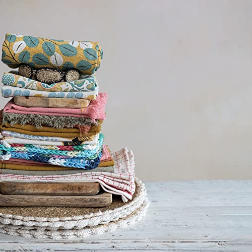 Creative Co-Op Woven Cotton Fringe, Set of 4 Colors Tea Towel, Multi