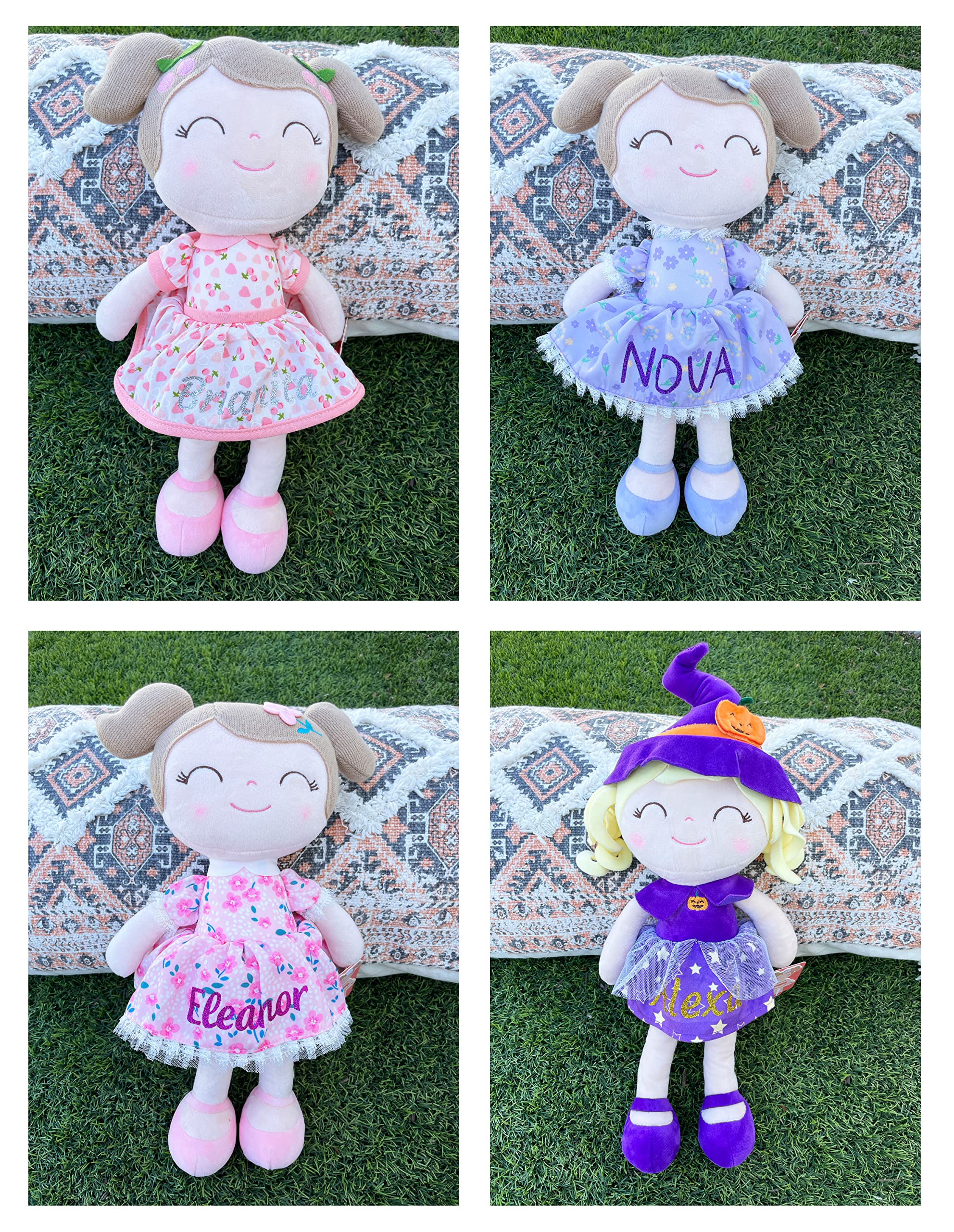 Gloveleya Personalized Princess Doll with Your Name - Cute Custom Pink Soft Plush Doll for Girls Plush Doll Customized Gifts