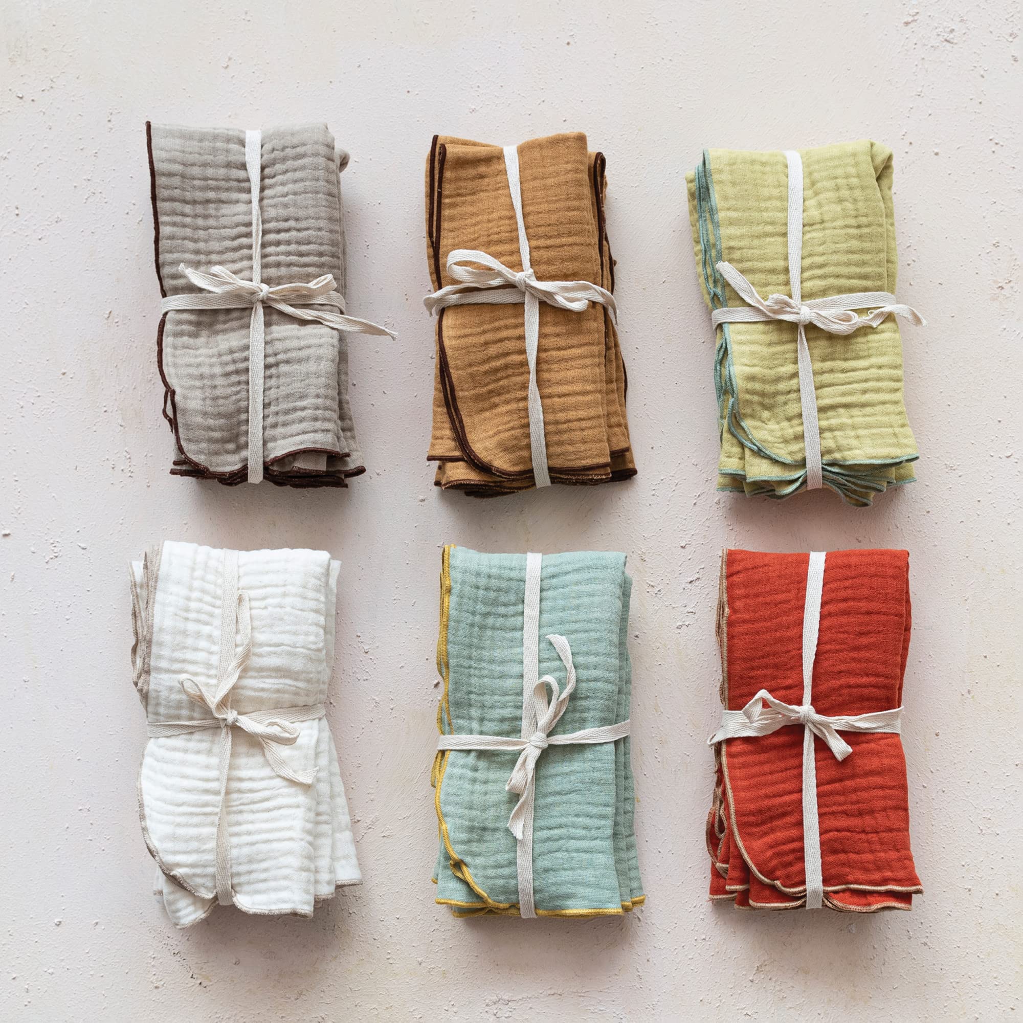 Creative Co-Op Square Woven Double Cloth Napkins, Set of 6 Colors