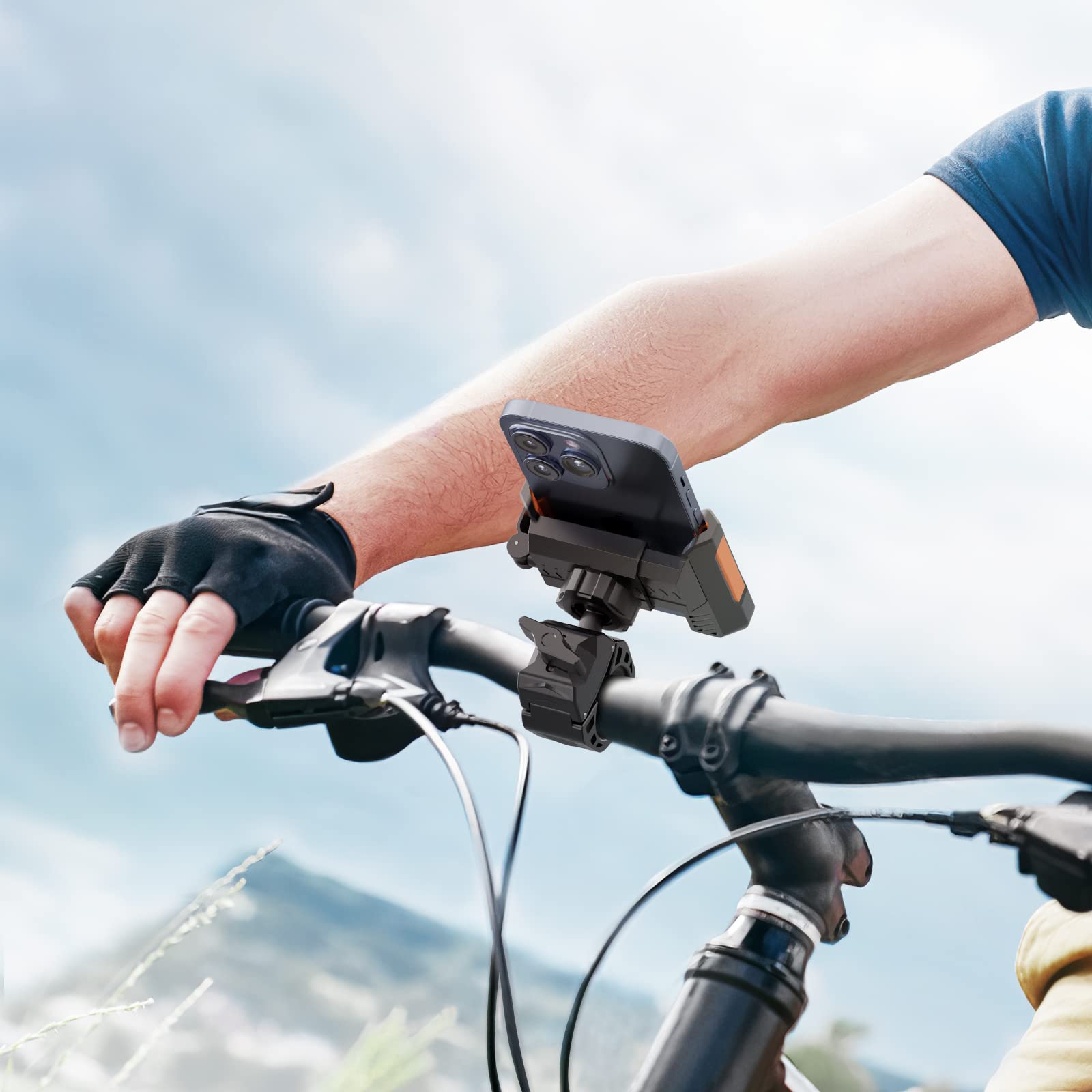 visnfa Upgraded Bike Phone Mount Holder,[1S Quick Release][Camera Friendly] Motorcycle Phone Mount,360°Rotatable,Suitable for Handlebar Diameter 0.866"-1.77" and More 4.5"-7.0" Smartphone