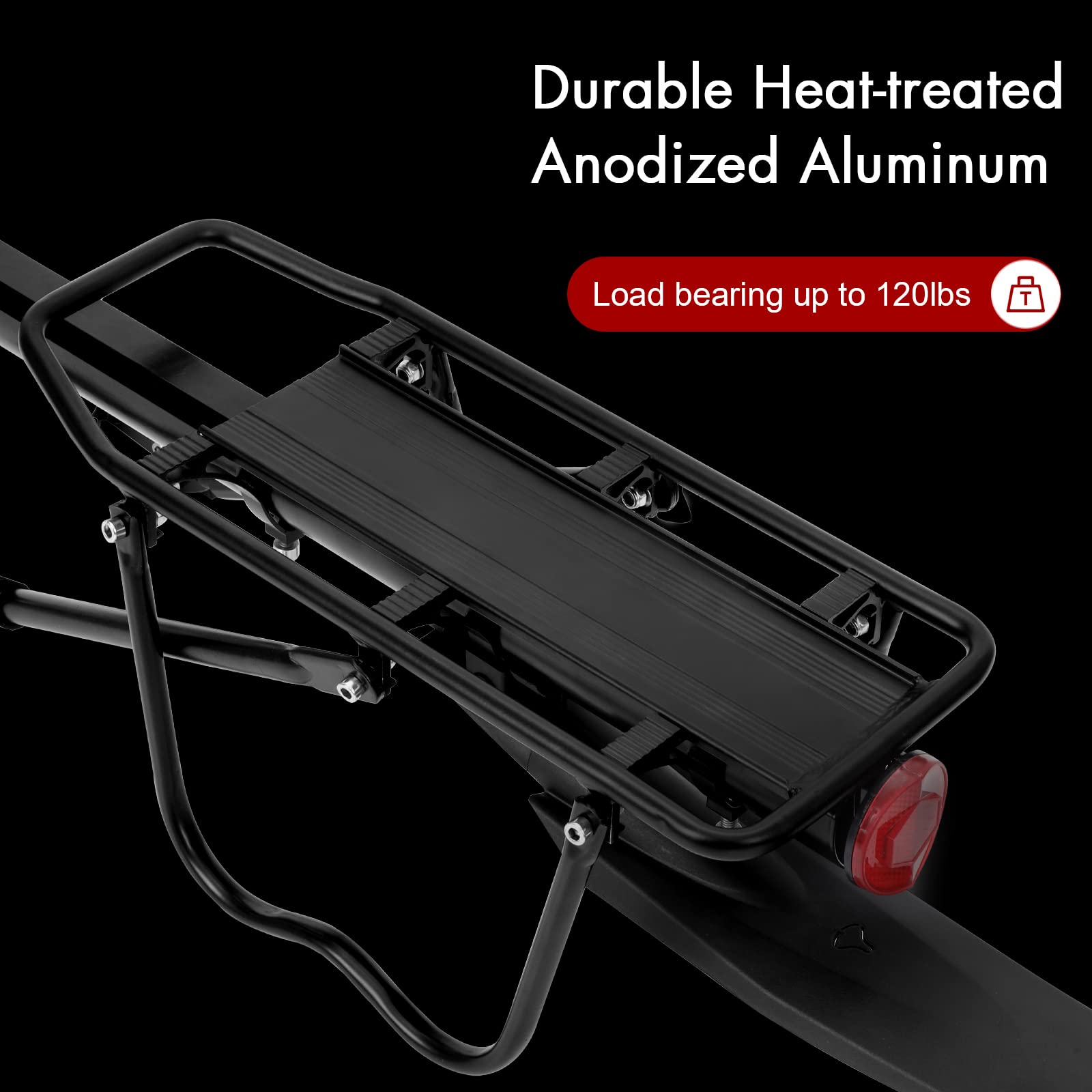 Auwey Full Quick Release Bike Rear Rack Bike Cargo Rack with Fender Bicycle Cargo Rack Bicycle Rear Racks Adjustable Bicycle Carrier Cargo Mountain Road 115 lbs Capacity Universal
