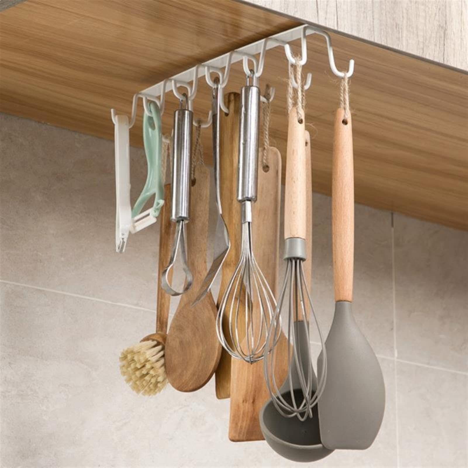 Coffee Cup Holder Fashion Double-Row Metal Rack Mug Cupboard Kitchen Storage Rack Hanger Bracket Cabinet Hook Mug Display ( Color : Gold )