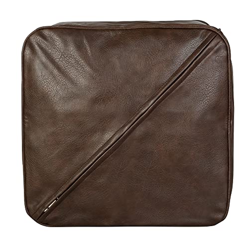 ROTOT Ottoman Pouf Square Shape, Foot Rest Faux PU Leather, Unstuffed Bean Bag Shell for Storage Solution, Hassock Pouffe Decoration for Living Room Balcony Office Outdoor (Chest Nut)