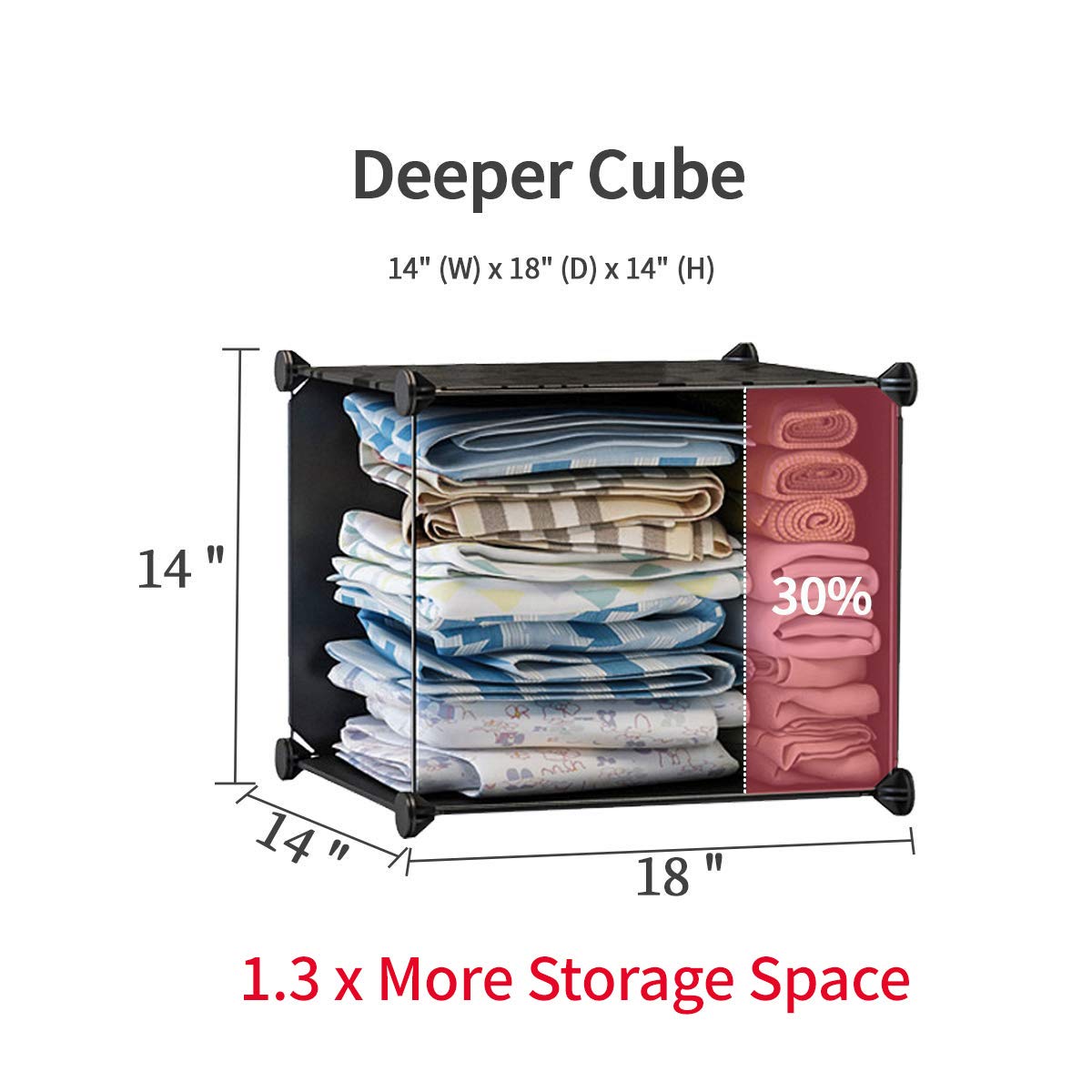 MAGINELS 8 Cube Storage Organizer with Doors,Deep Closet Organizers and Cabinet. Vertical Storage Clothes Shelf,Suitable for Bedroom,Office,Studyroom,Black (14×18inch)