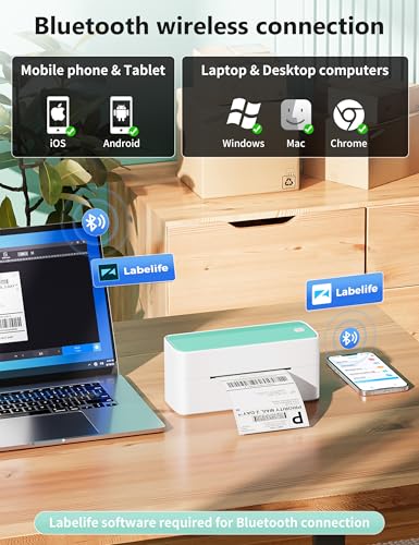 Phomemo Bluetooth Thermal Shipping Label Printer for Small Business, 241BT Wireless Thermal Label Printer for Shipping Packages, Compatible with iPhone, Android, Amazon, USPS