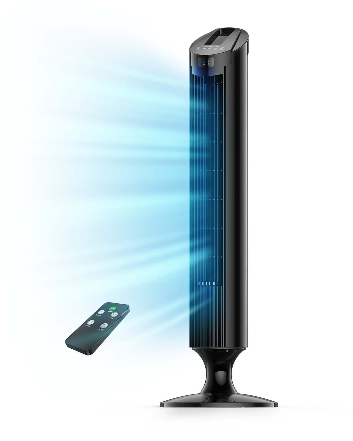 NIUVUIN Tower Fan, 33-Inch Cooling Fans That Blow Cold Air Portable Space-Saving Bladeless Fan 3 Modes 3 Speeds 12-Hour Timer 70° Oscillating Quiet Tower Fan with Remote for Bedroom and Home Office