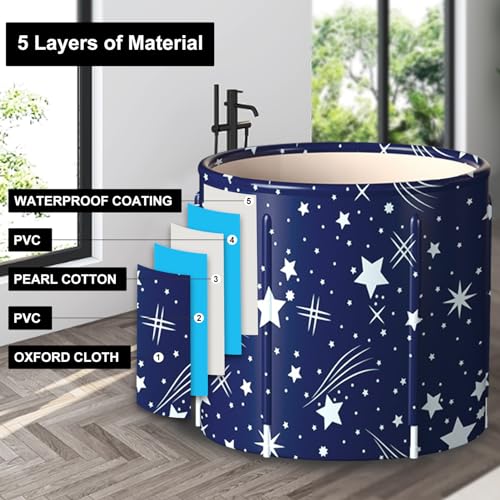 HotMax Portable Foldable Bathtub for Adult, Hot Bath Tub for Women, Freestanding Collapsible Home SPA Bath Tub, Soaking Tub with Cushion