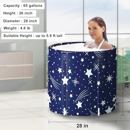 HotMax Portable Foldable Bathtub for Adult, Hot Bath Tub for Women, Freestanding Collapsible Home SPA Bath Tub, Soaking Tub with Cushion