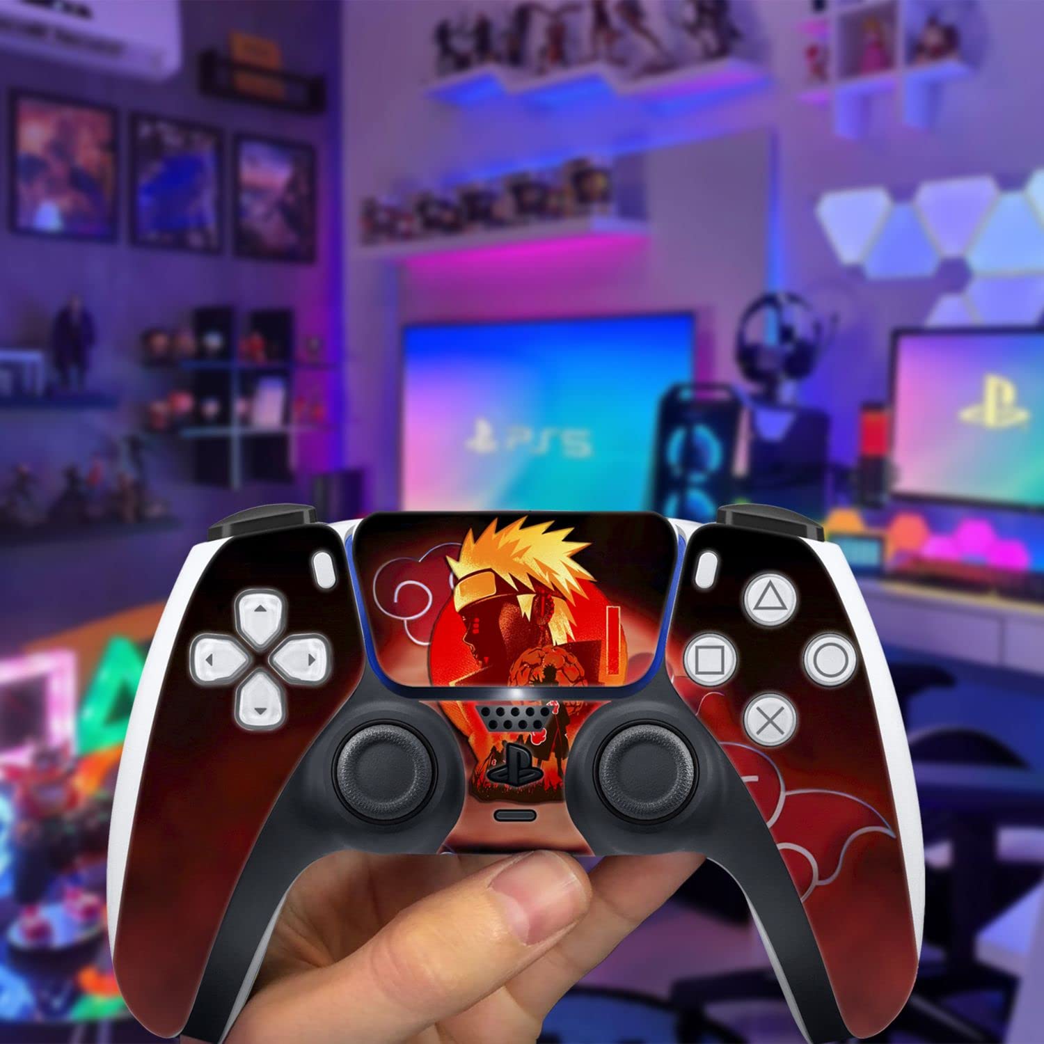 HK Studio Anime Ninja Decal Sticker Skin Specific Cover for Both PS5 Disc Edition and Digital Edition - Waterproof, No Bubble, Including 2 Controller Skins and Console Skin