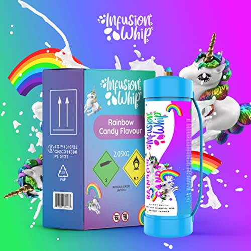 InfusionWhip Whipped Cream Chargers, 3.3L Tanks, 2000g Whip Cream Charger Cylinder, Single Cylinder (Rainbow Candy)