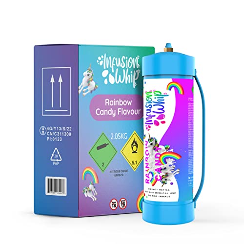 InfusionWhip Whipped Cream Chargers, 3.3L Tanks, 2000g Whip Cream Charger Cylinder, Single Cylinder (Rainbow Candy)
