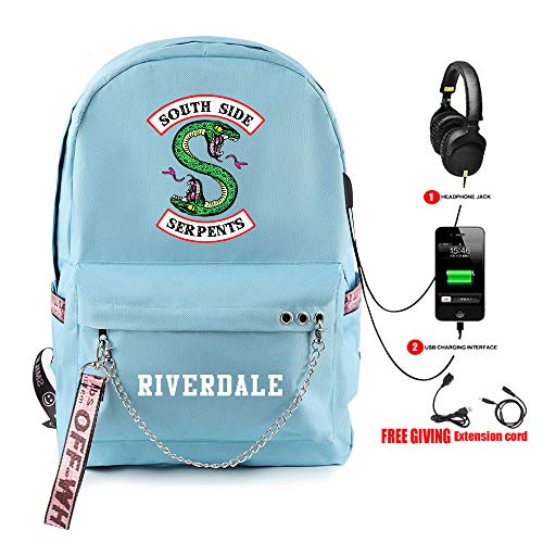 Adonisaon Riverdale South Side Serpents Backpack School Bag Laptop Backpack Teens Cool Zip Backpack Large Bag for Books Laptops