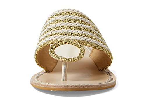 Jack Rogers Jacks Rope Sandal for Women - Leather Upper with Footbed, Braided Details, Thong Style Gold Metallic/Ivory/Ivory 6 M