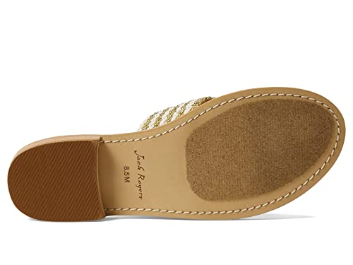 Jack Rogers Jacks Rope Sandal for Women - Leather Upper with Footbed, Braided Details, Thong Style Gold Metallic/Ivory/Ivory 6 M