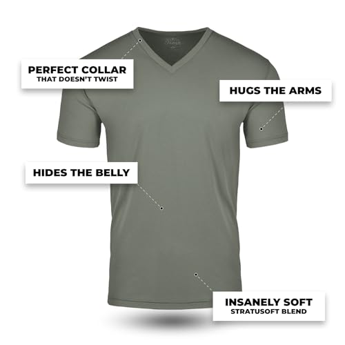 Fresh Clean Threads Light Green V Neck T Shirts for Men - Pre Shrunk Soft Fitted Premium Classic Tee - Men's T-Shirt Cotton Poly Blend - Large