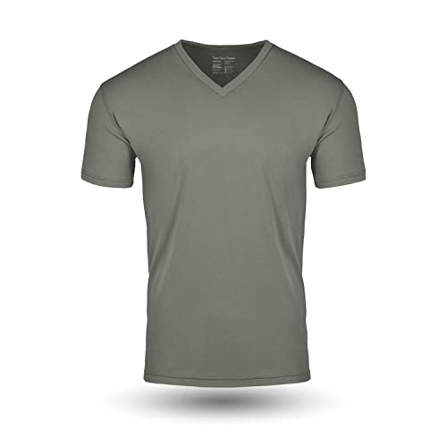 Fresh Clean Threads Light Green V Neck T Shirts for Men - Pre Shrunk Soft Fitted Premium Classic Tee - Men's T-Shirt Cotton Poly Blend - Large