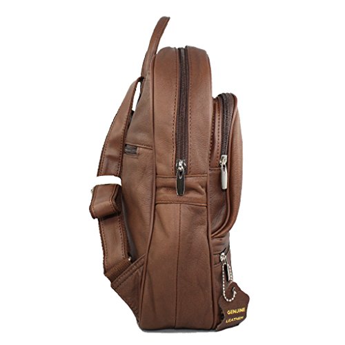 Genuine Leather Backpack Handbag Purse Sling Shoulder Bag Medium Size Brown