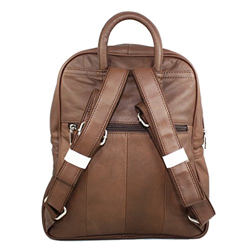 Genuine Leather Backpack Handbag Purse Sling Shoulder Bag Medium Size Brown