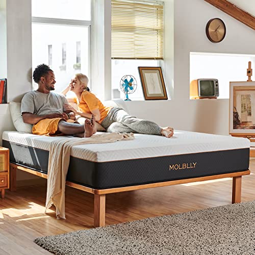 Molblly Queen Mattress - 14-Inch Hybrid Mattress with Individual Pocket Springs and Foam, Queen Size Bed in a Box, Breathable and Pressure-Relieving, Medium, Mattresses Queen Size 60