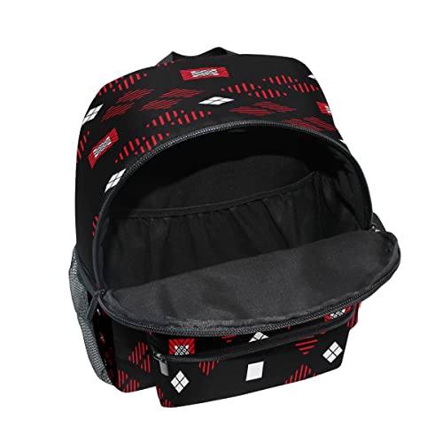 Diagonal Checkered Red Black Backpack Kids Backpack for Boys and Girls Toddler Backpack Waterproof Preschool