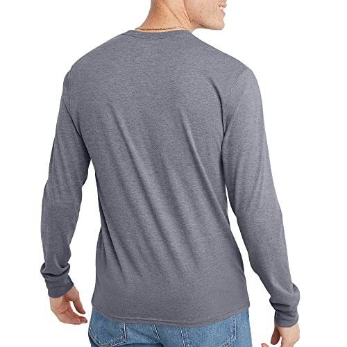 Hanes Tall Size Originals Men's Tri-Blend Long Sleeve T-Shirt, Athletic Navy PE Heather, 2XT