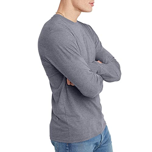 Hanes Tall Size Originals Men's Tri-Blend Long Sleeve T-Shirt, Athletic Navy PE Heather, 2XT
