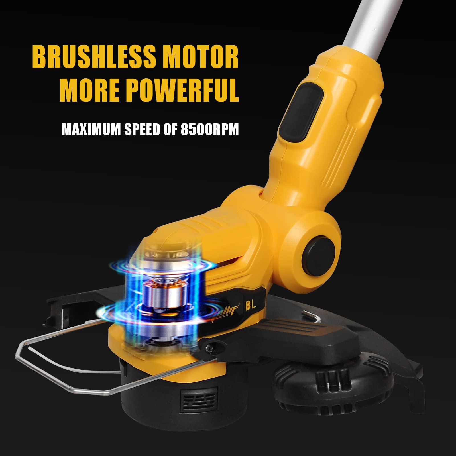 Cordless String Trimmer & Edger for Dewalt 20V Max Battery, Mellif Electric Weed Eater Brushless Weed Wacker w/ 10.2ββ Blade & Auto Line Feed & Safety Lock & Telescopic Shaft (Battery NOT Included)