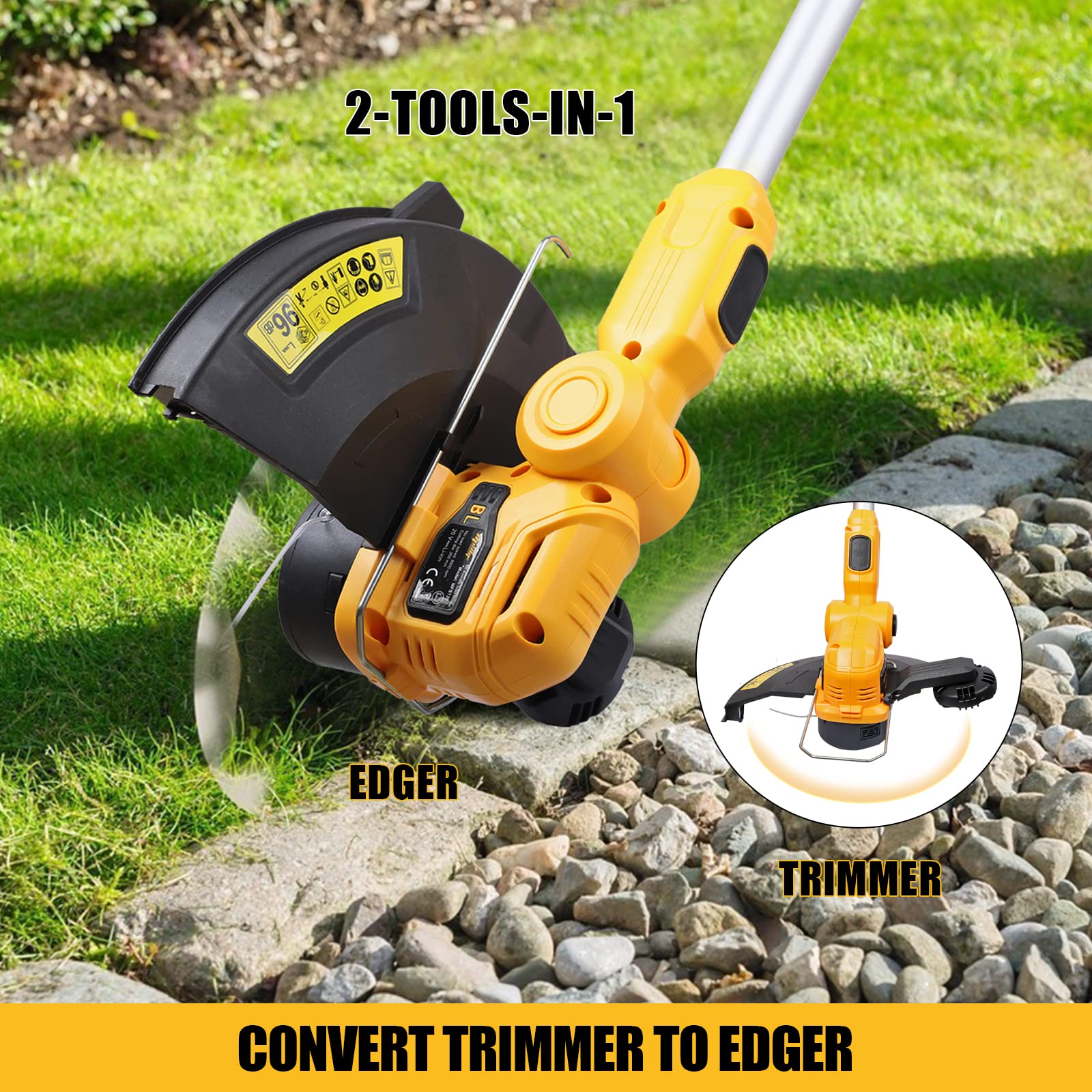 Cordless String Trimmer & Edger for Dewalt 20V Max Battery, Mellif Electric Weed Eater Brushless Weed Wacker w/ 10.2ββ Blade & Auto Line Feed & Safety Lock & Telescopic Shaft (Battery NOT Included)