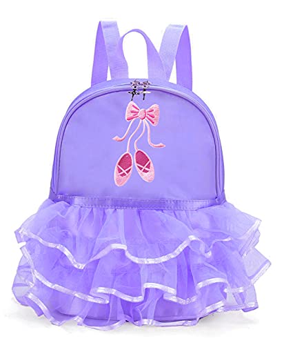 ELLYDOOR Ballet Dance Backpacks for Girls Ballerina Duffel Bags Tutu Dress Lace School Backpack Purple, One Size
