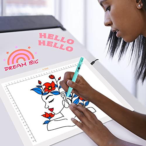 HTVRONT Portable A4 Led Bright Light Pad, Ultra-Thin & Adjustable Luminosity Light Board, USB Powered White Light Box for Tracing, Weeding Vinyl, Weeding Tool, Diamond Painting, Sketching