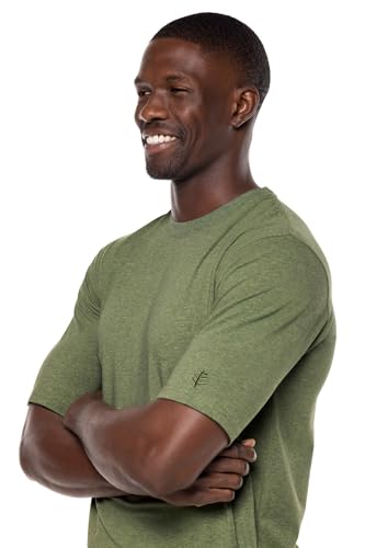 Coolibar UPF 50+ Men's Morada Everyday Short Sleeve T-Shirt - Sun Protective (Large- Light Green)