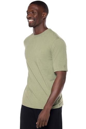 Coolibar UPF 50+ Men's Morada Everyday Short Sleeve T-Shirt - Sun Protective (Large- Light Green)