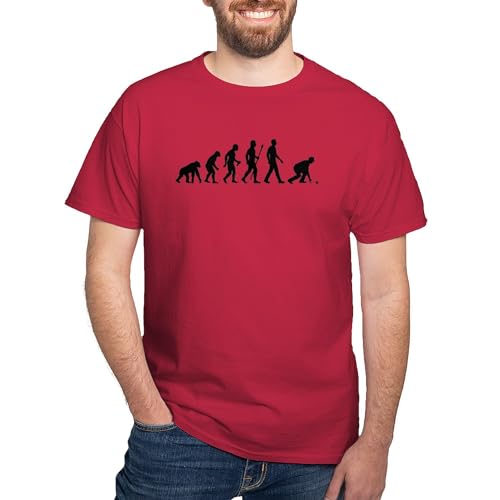 CafePress Lawn Bowls Evolution Dark T Shirt Men's Traditional Fit Dark Casual Tshirt Cardinal