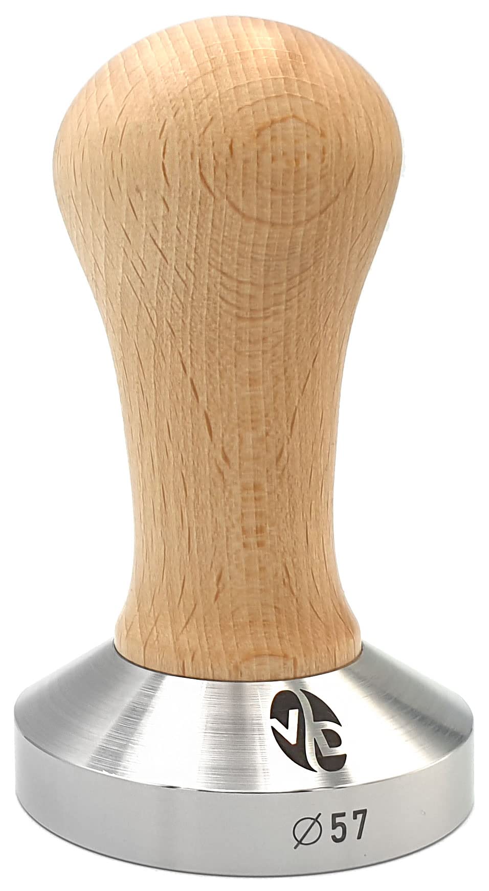 VD COFFEE Tamper for Espresso Machine - AISI304 Stainless Steel Espresso Tamper - Flat Base Coffee Tamper with Beech Wood Handle (Basic 58мм, Natural)