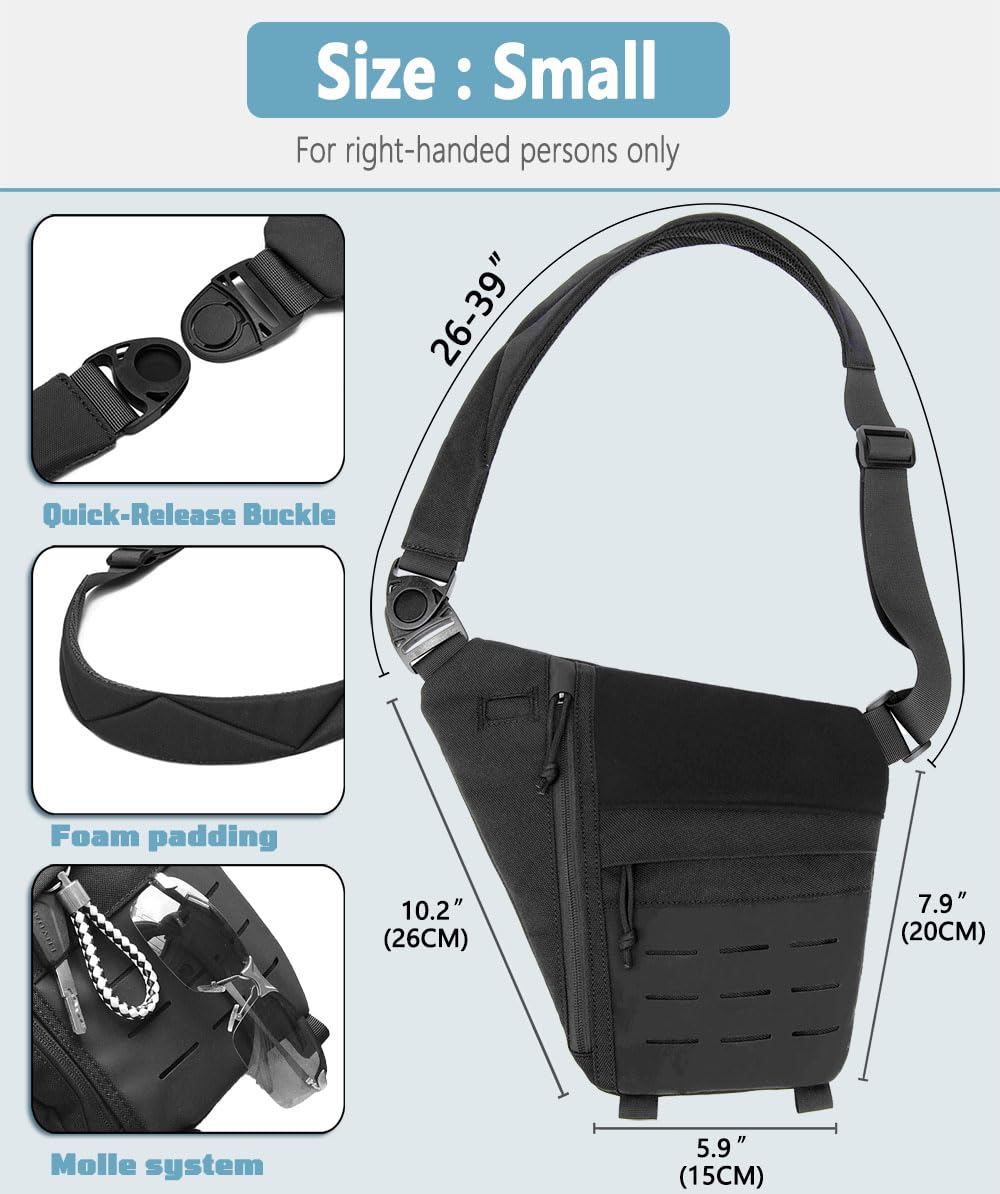 WCALULEG Tactical Crossbody Sling Bag for Men Women Anti-Theft CCW Sling Bag EDC Carry (Black Camo)