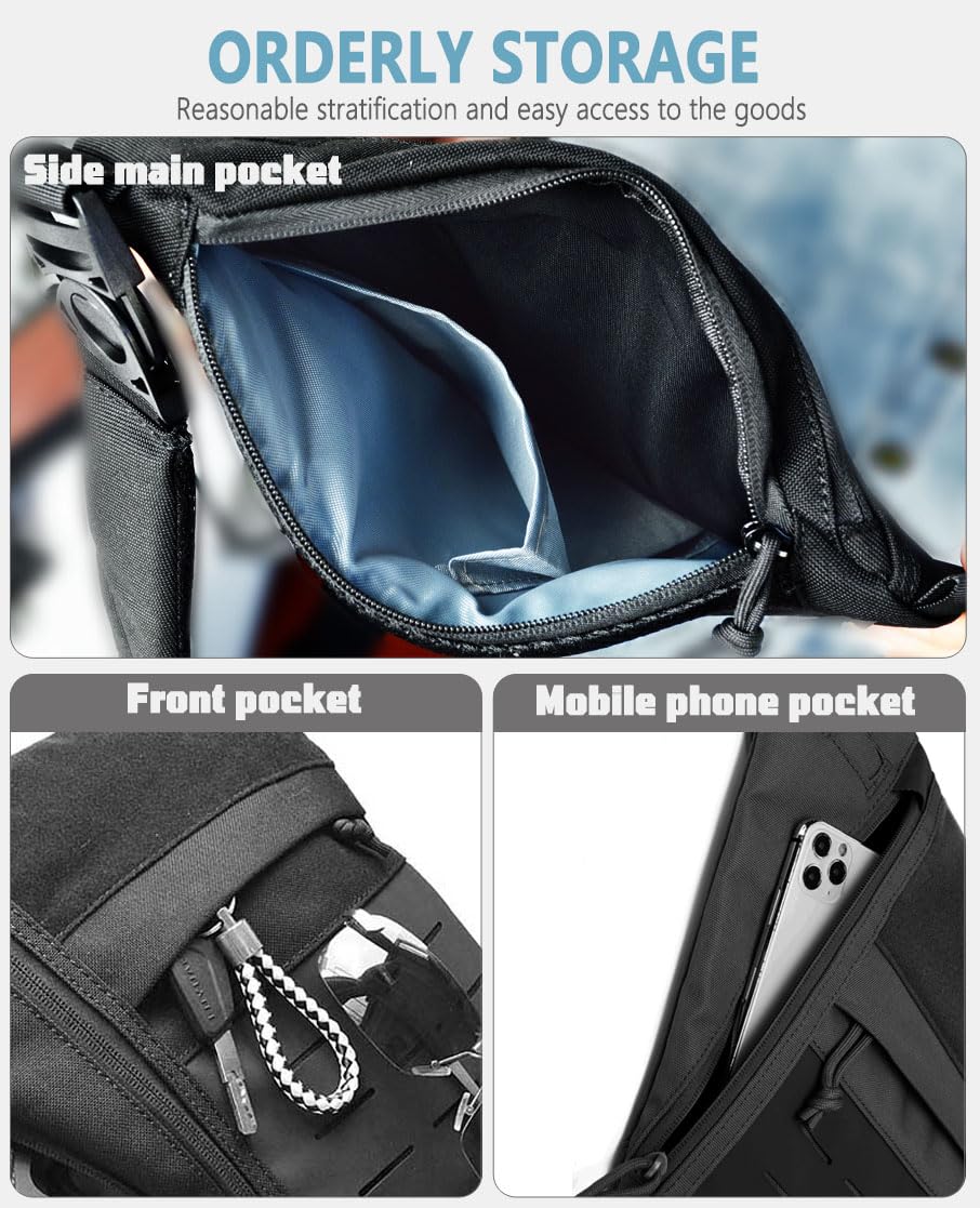 WCALULEG Tactical Crossbody Sling Bag for Men Women Anti-Theft CCW Sling Bag EDC Carry (Black Camo)