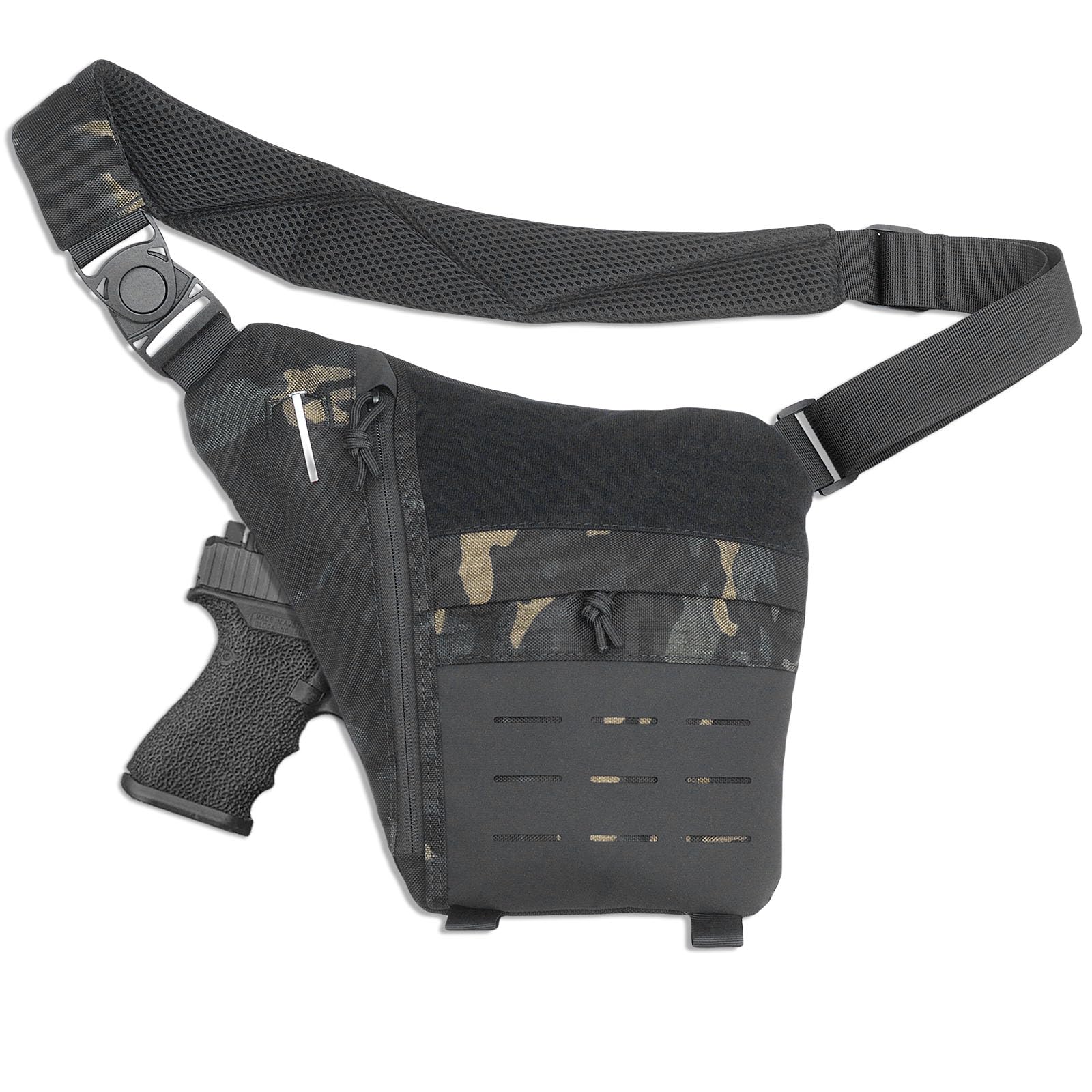 WCALULEG Tactical Crossbody Sling Bag for Men Women Anti-Theft CCW Sling Bag EDC Carry (Black Camo)